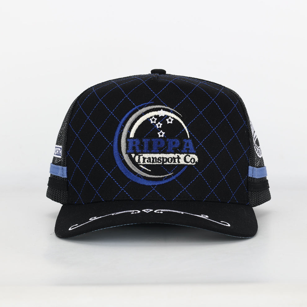 Trucker Cap - Navy Blue & Black "Rippa Transport Co." High-Peak – Our ...